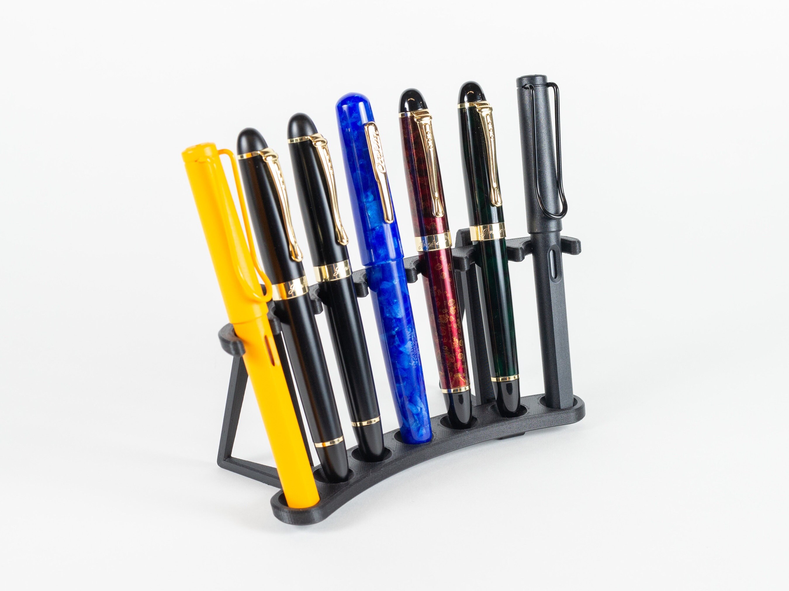 Curved Vertical 7 Fountain Pen Display Stand - 3D Printed Storage for ...