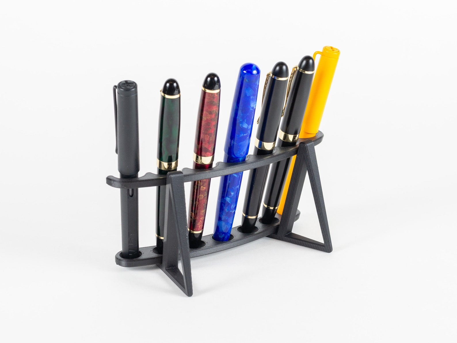 Curved Vertical 7 Fountain Pen Display Stand - 3D Printed Storage for ...