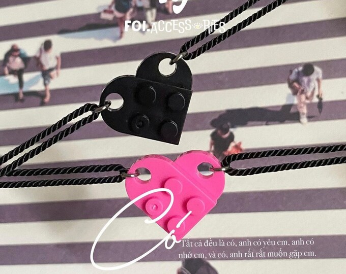 Chrome Black 2 Piece Customizable LEGO® Heart Made From 2 LEGO® Plates ...