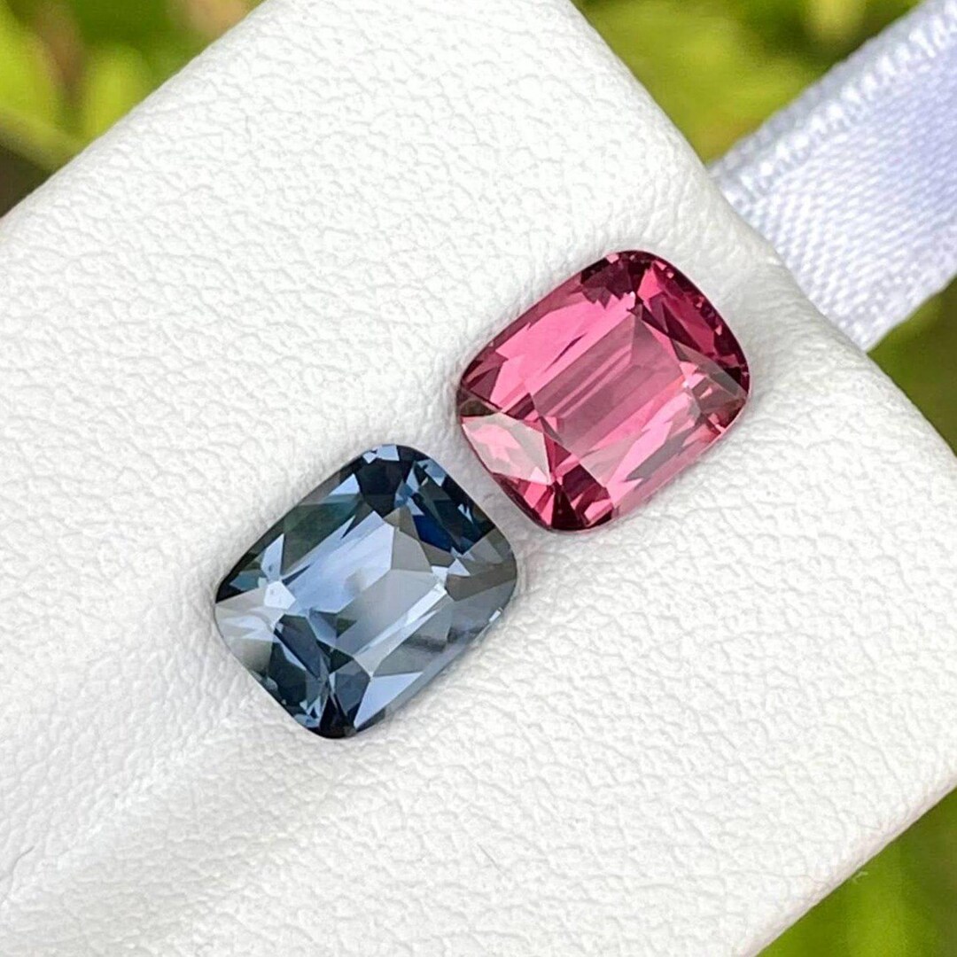 Natural Flawless Tanzanian Spinel Pair Loose Step Cushion Cut Gemstone ...