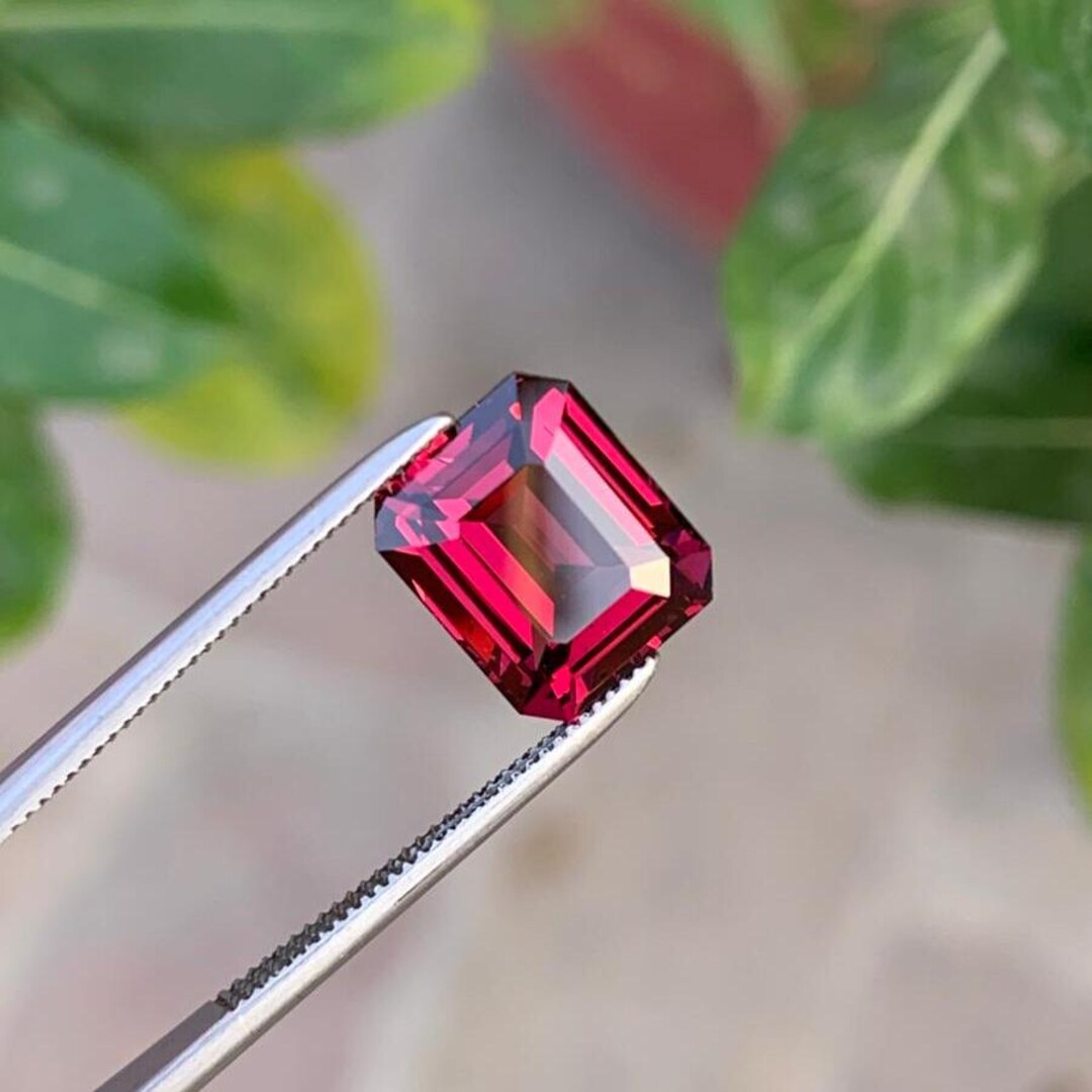 Wine Red Garnet Gemstone | 4.15 Carat Emerald Cut - Etsy