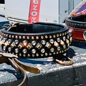 Handmade Leather Crystal Pyramid Dog Collar - Large Breed Luxury - Etsy