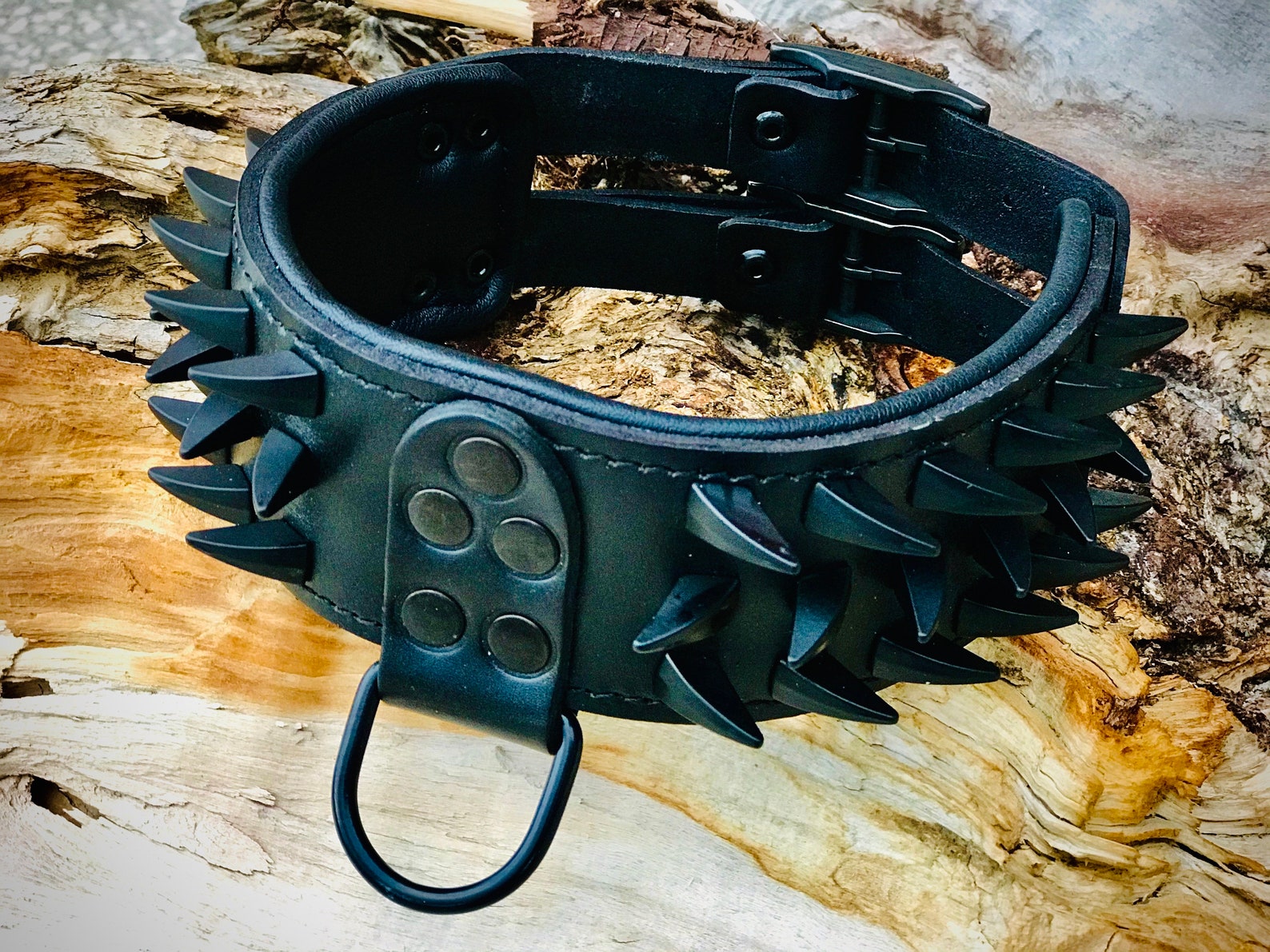 Spike Dog Collar Handmade Personalized Leather Collar Adjustable ...