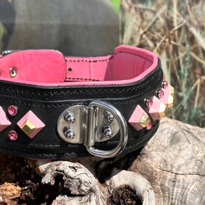 Pink Leather Crystal Stone Collars | Handmade Dog Collars ...