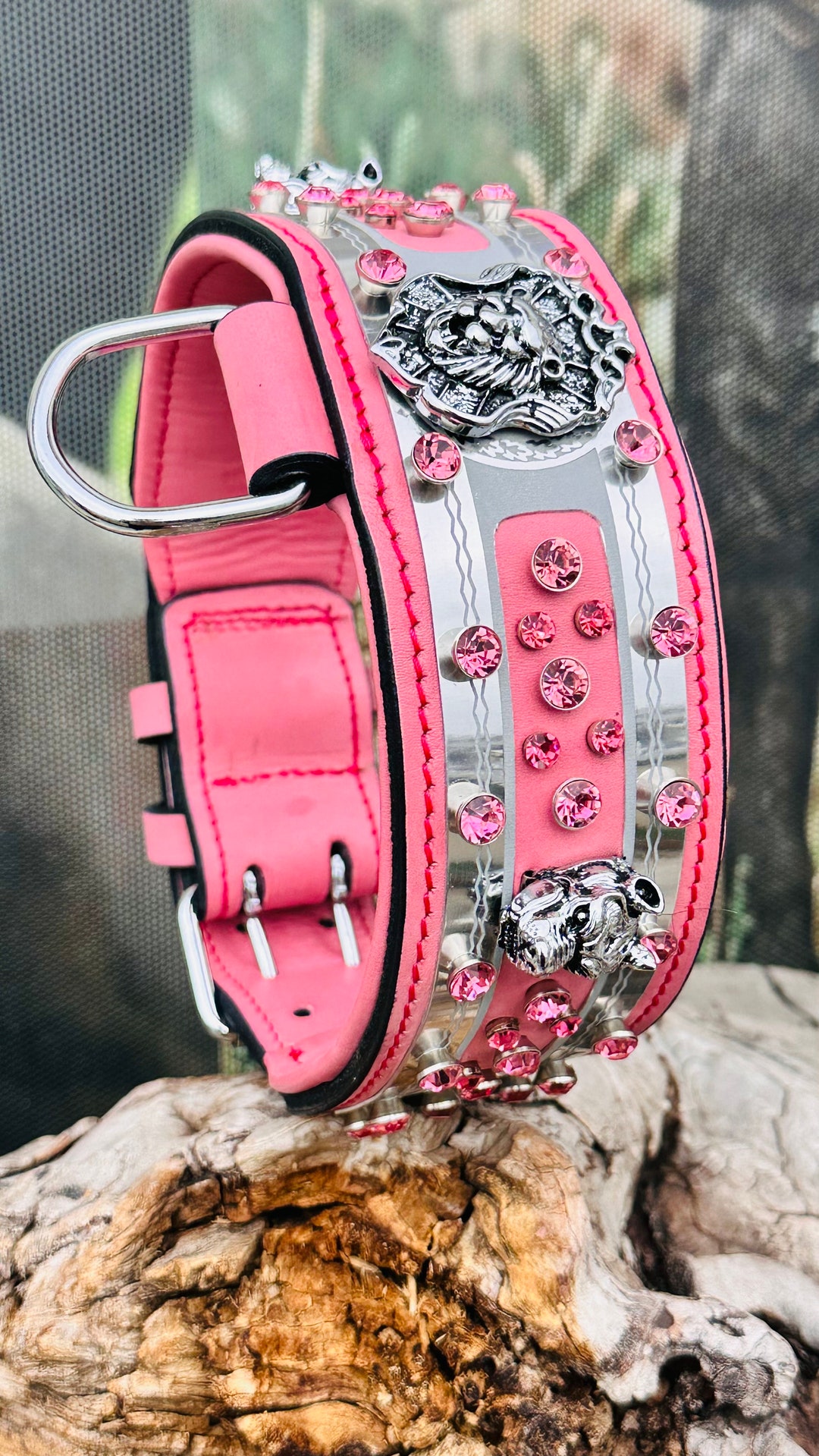 Silver Brass Dog Collars Crystal Stone Collars Handmade Dog Collars ...