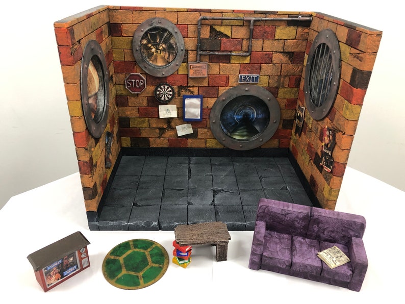 A 1:12 Sewer Lair Living Room Diorama-perfect for Neca Teenage Mutant ...