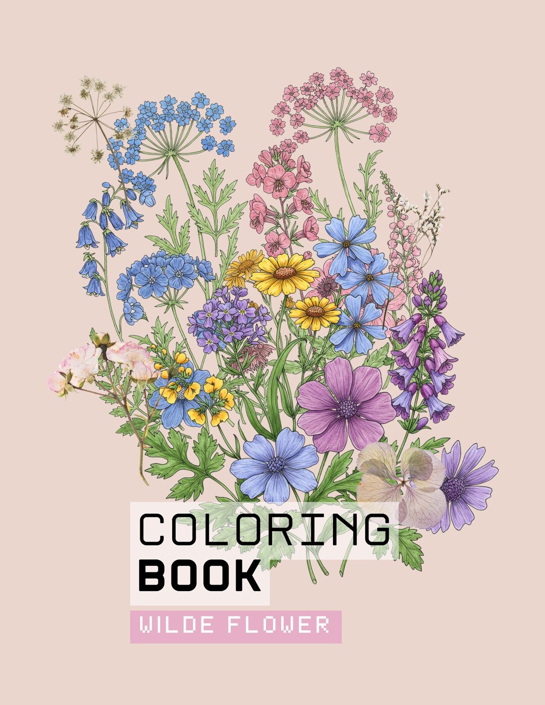Wildflower Coloring Book for Adults – Printable Floral Pages With Label ...