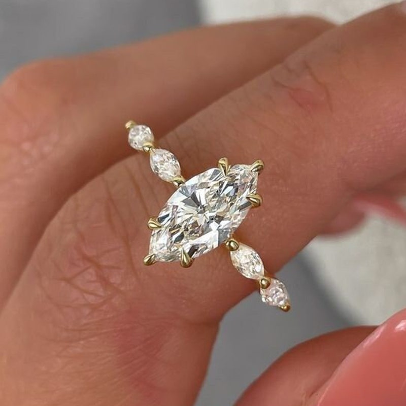 Marquise Engagement Ring - Etsy