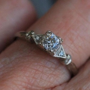 Vintage Ethical European Cut Round Diamond Engagement Ring, Round ...