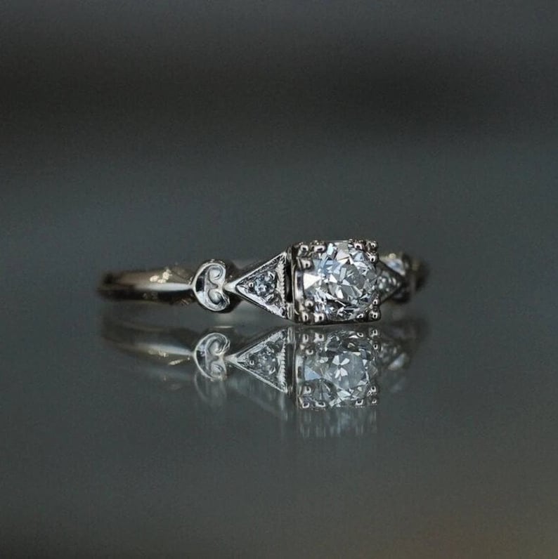 Vintage Ethical European Cut Round Diamond Engagement Ring - Etsy