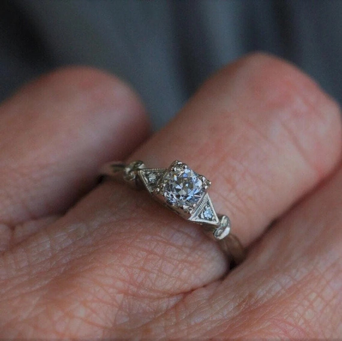 Vintage Ethical European Cut Round Diamond Engagement Ring - Etsy