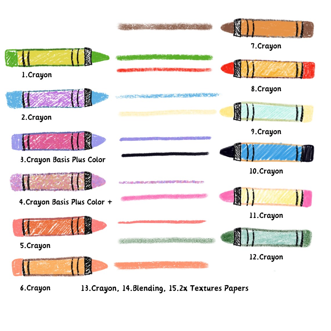 CRAYON BRUSHES for PROCREATE | Paper Textures Brushes | Digitalart - Etsy