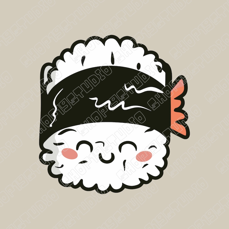 Adorable Chibi Sushi Rolls Sticker Sheet - Hand-drawn Animation Style ...