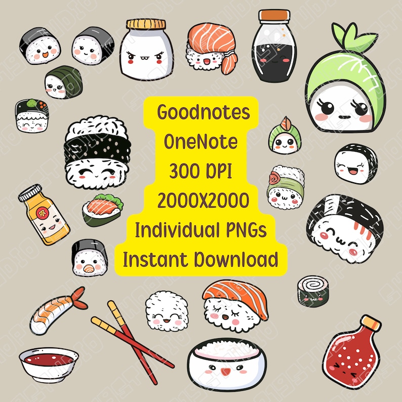 Adorable Chibi Sushi Rolls Sticker Sheet - Hand-drawn Animation Style ...