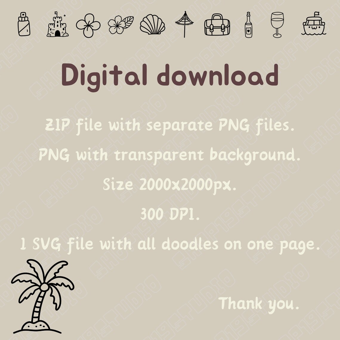 100 Cute Summer Doodles Clipart Bundle for Digital and Printable ...