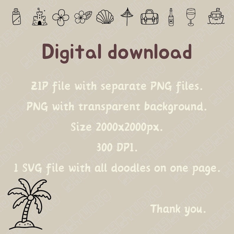 100 Cute Summer Doodles Clipart Bundle for Digital and Printable ...