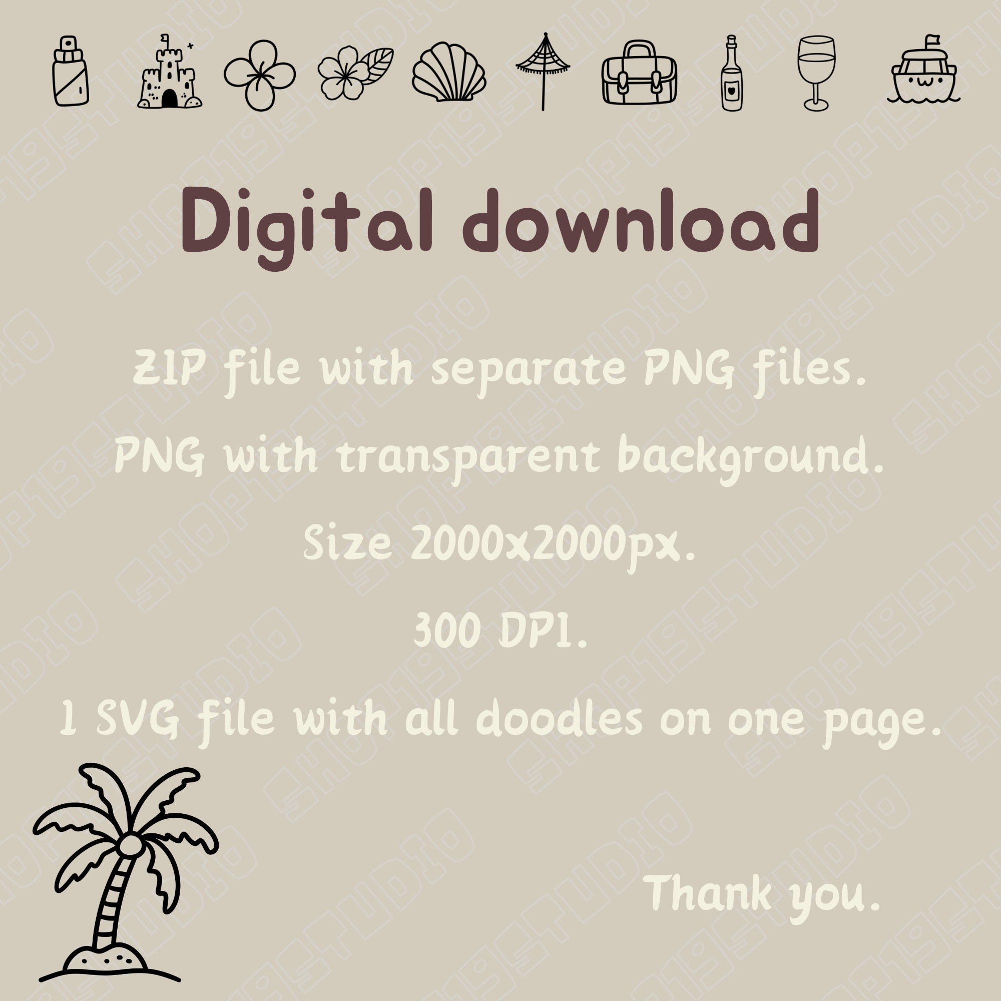 100 Cute Summer Doodles Clipart Bundle for Digital and Printable ...