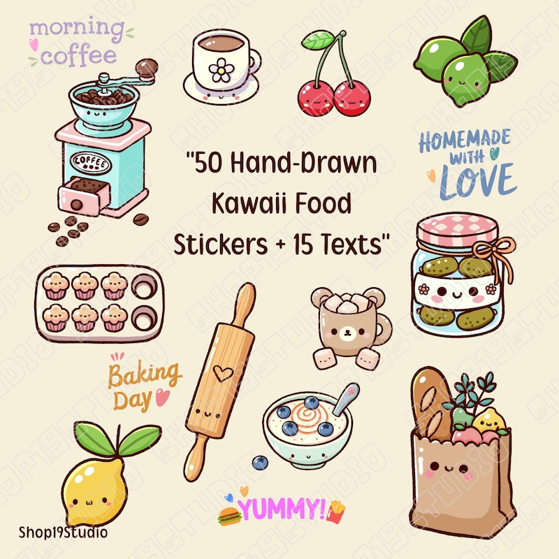 Kawaii Food Stickers - Etsy