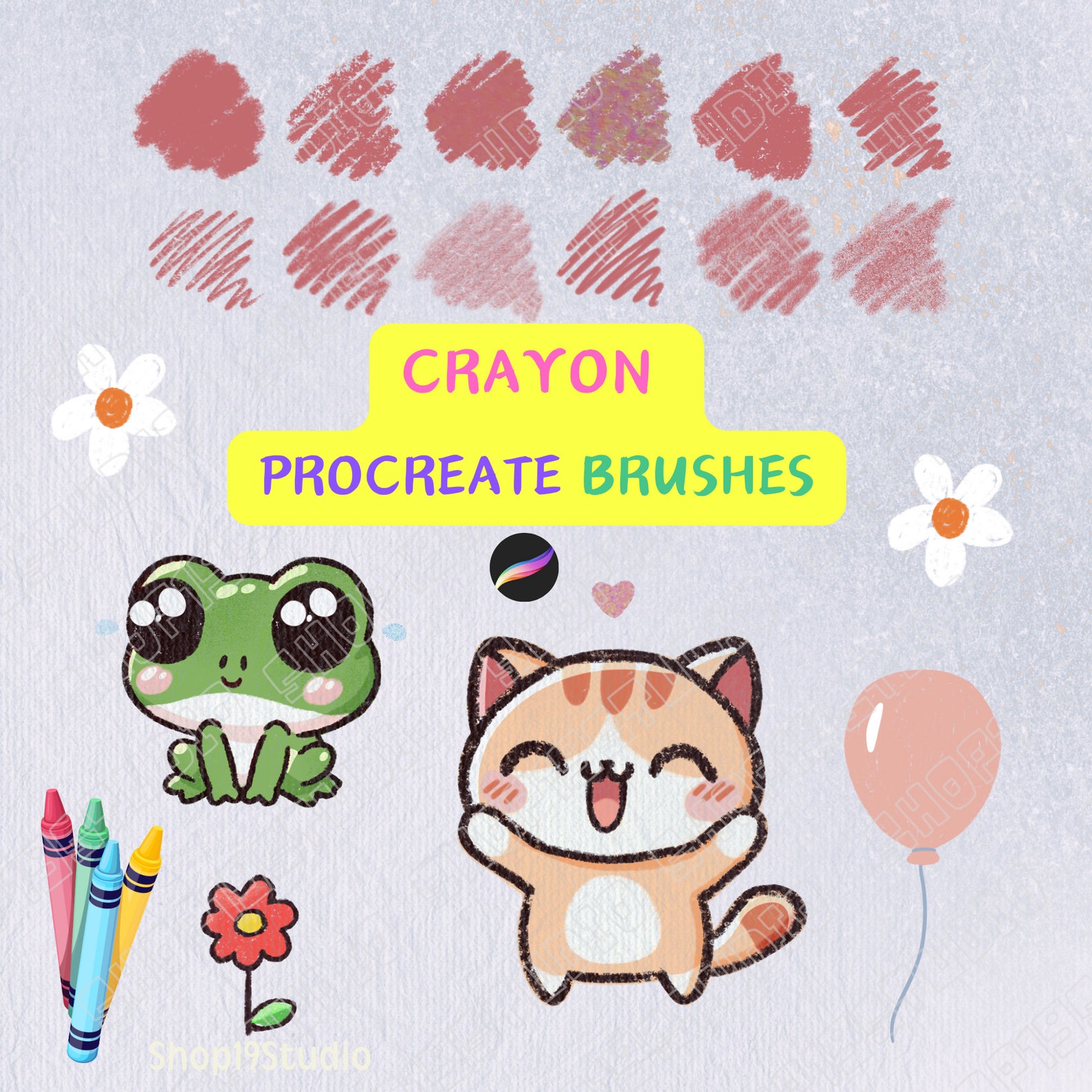CRAYON BRUSHES for PROCREATE | Paper Textures Brushes | Digitalart - Etsy