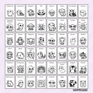 Adorable Kawaii Animal Coloring Pages for Kids Digital Download, 50 ...