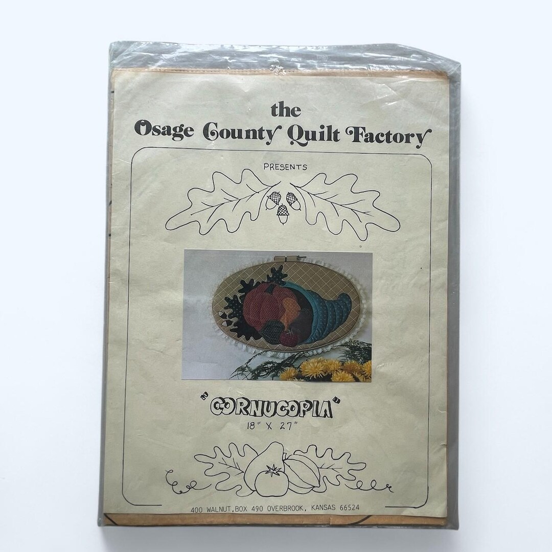 VTG Cornucopia Applique Quilt Pattern by Osage County Quilt Factory FF ...