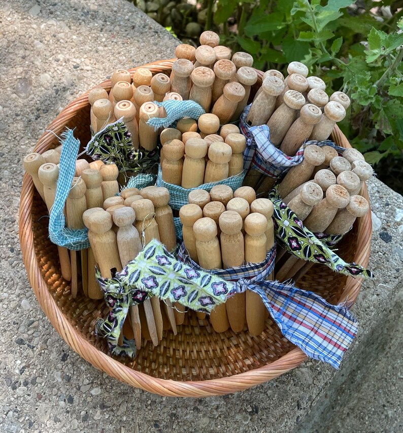 Vintage Wooden Peg Clothespins for Crafts Decor Lot of 10 Wrapped - Etsy