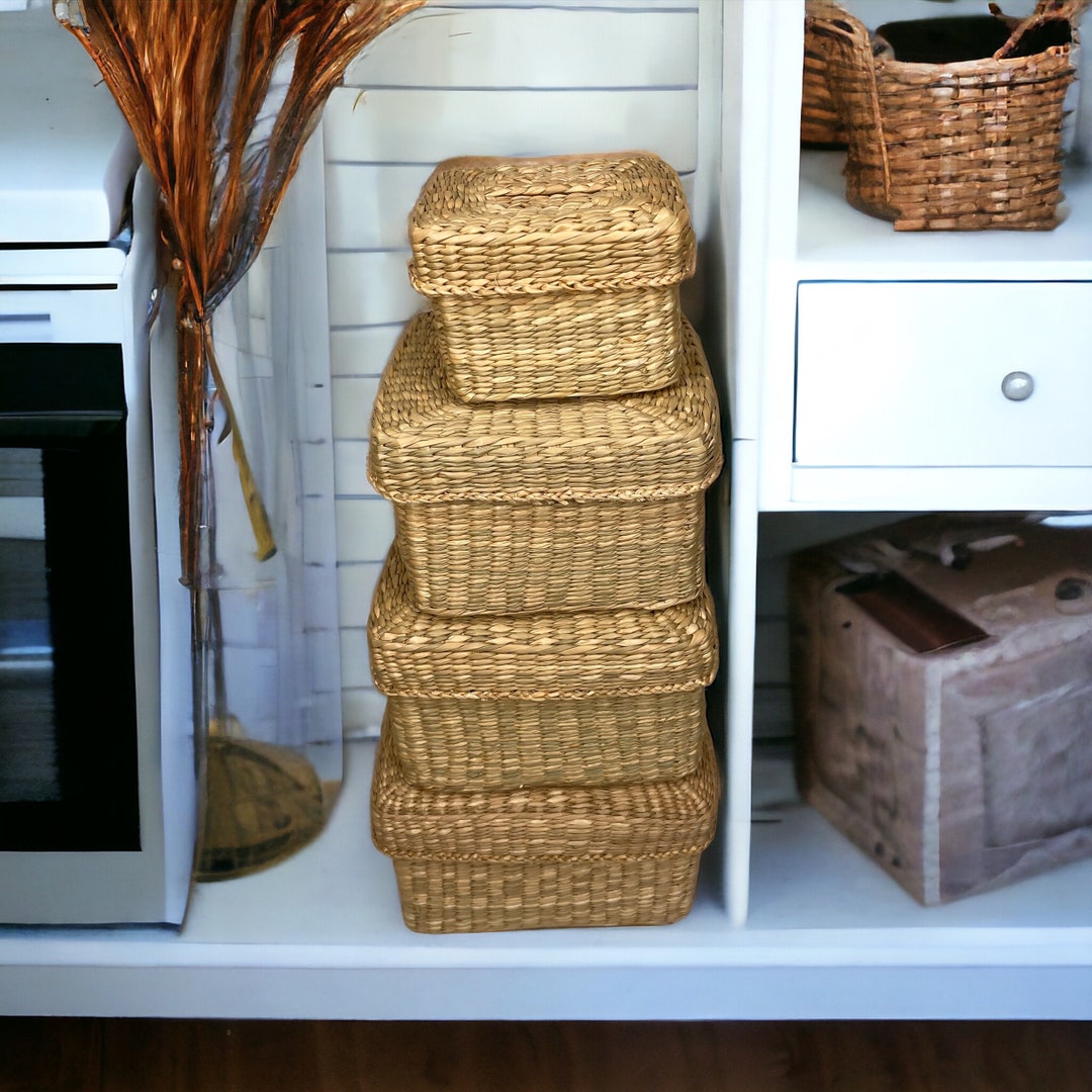 Seagrass Nested Baskets Set of 4 Square - Etsy