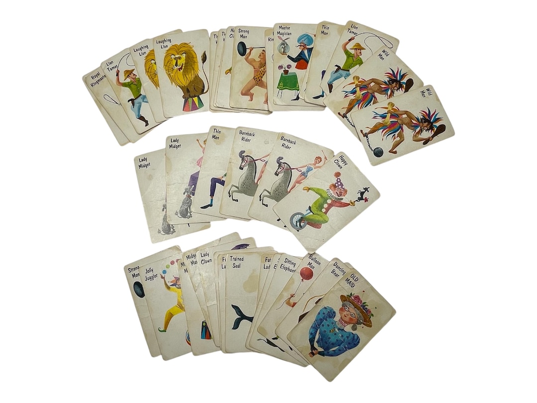 Vintage Whitman 1951 Old Maid Card Game Cards Ephemera Lot of 39 - Etsy