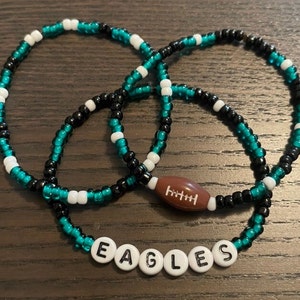 Philadelphia Eagles Football Beaded Bracelet - Etsy