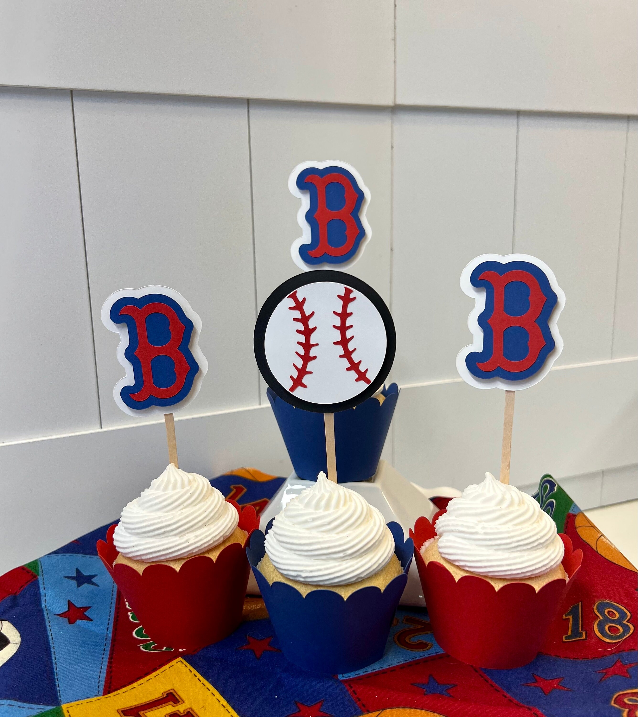 Boston Red Sox Cupcake Toppers - Etsy