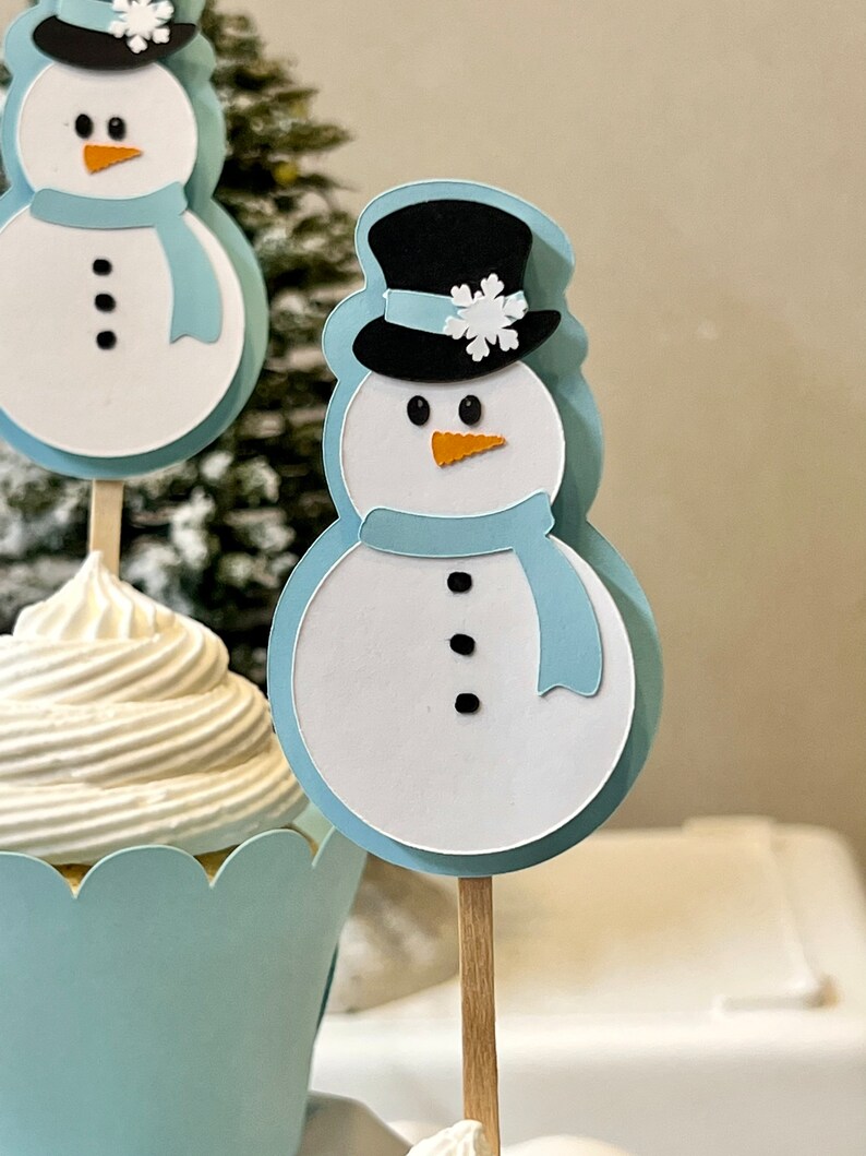 Snowman Cupcake Toppers - Etsy