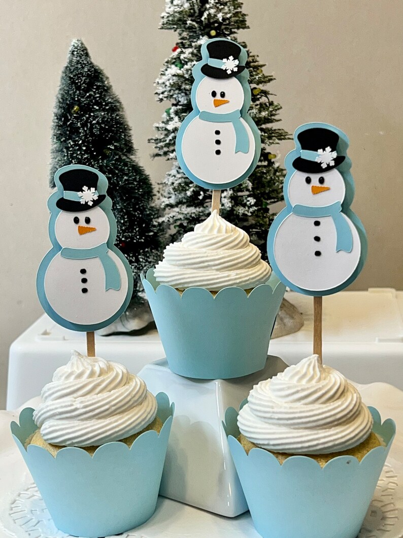 Snowman Cupcake Toppers - Etsy