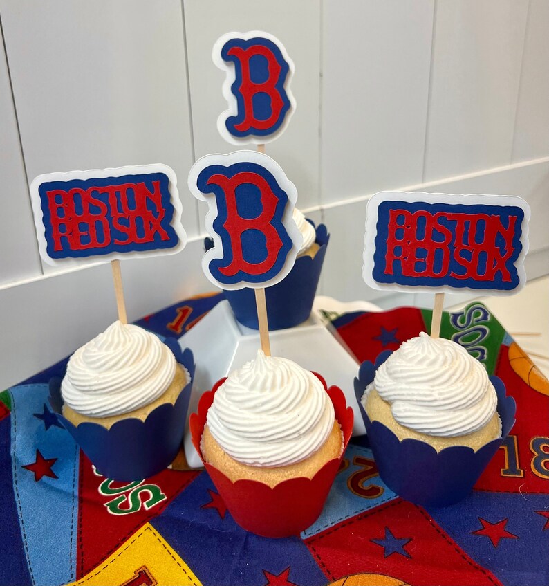 Boston Red Sox Cupcake Toppers - Etsy