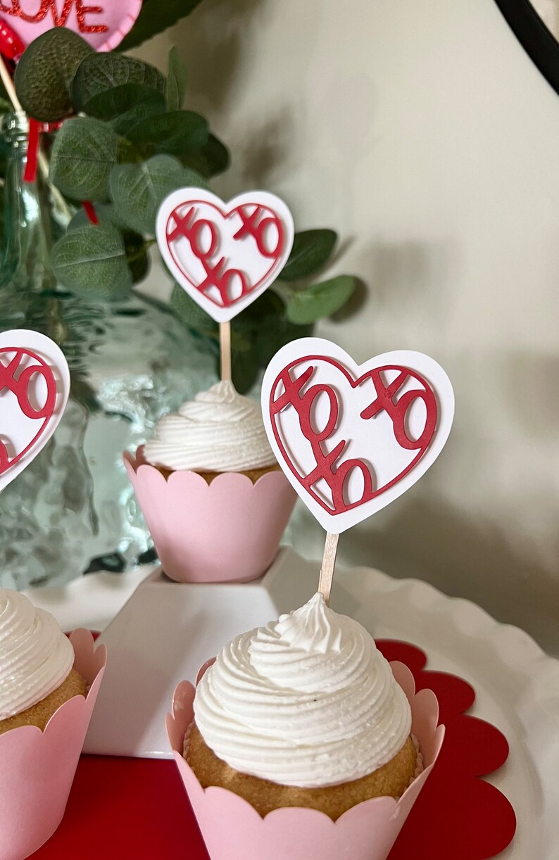 Valentine XOXO Cupcake Toppers - Etsy