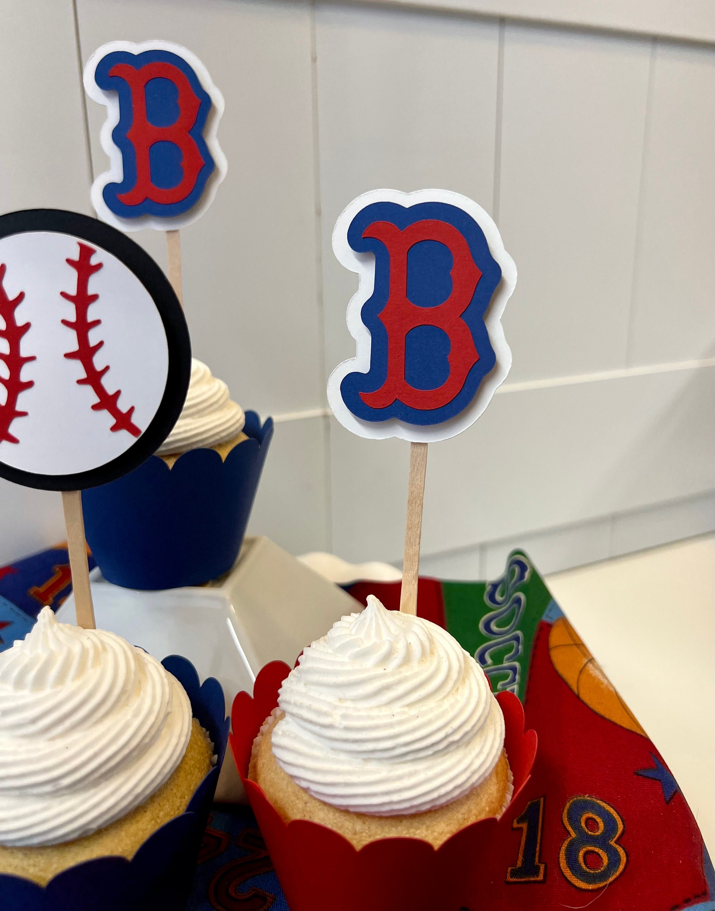 Boston Red Sox Cupcake Toppers - Etsy