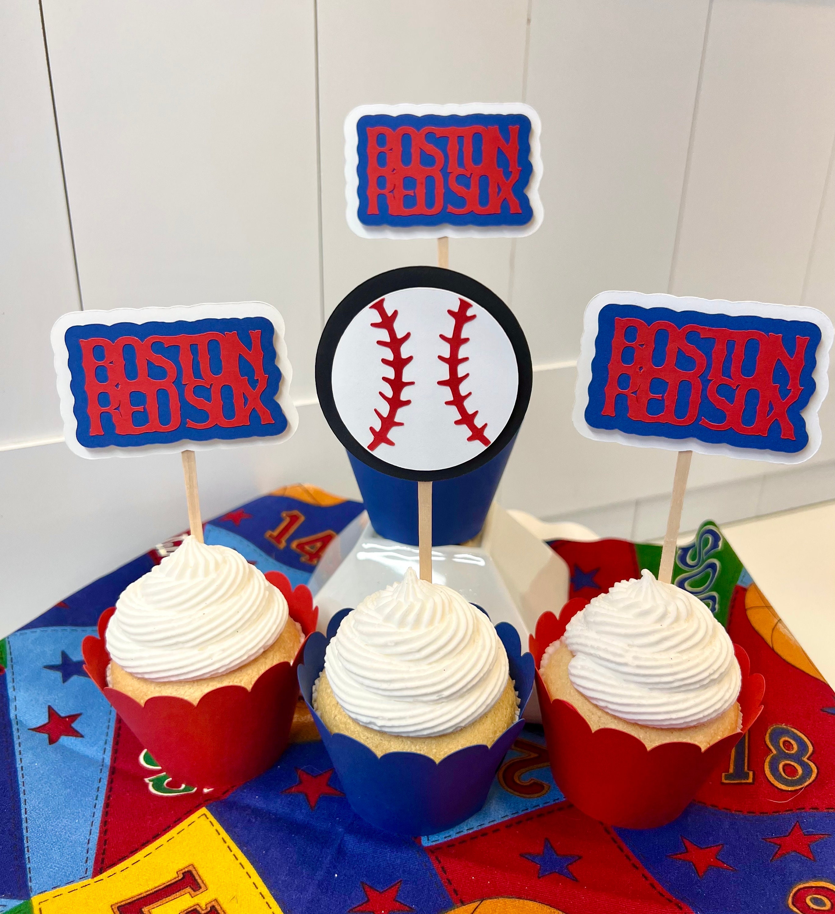 Boston Red Sox Cupcake Toppers - Etsy