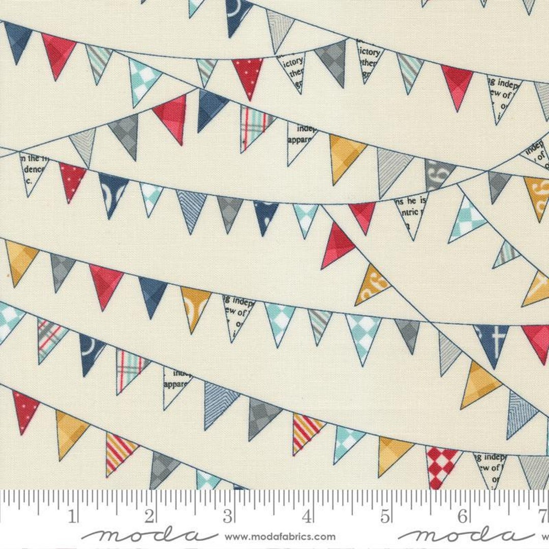 Moda Fabric Vintage Brands Vintage Flags Bunting Cream Sold by the Half ...