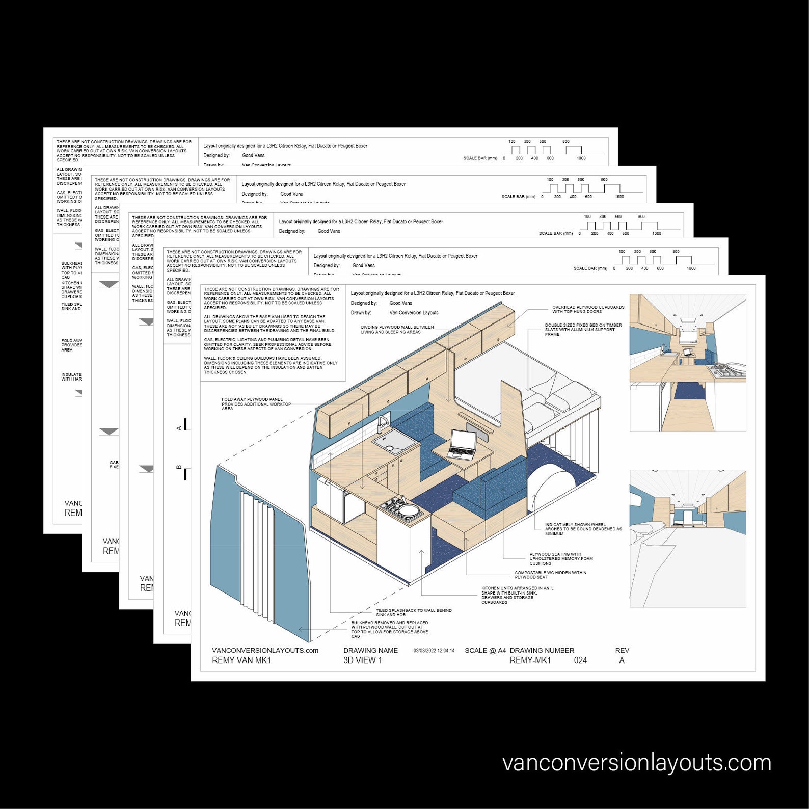 Remy - Van Conversion Layout for (L3H2) Fiat Ducato, Peugeot Boxer and ...