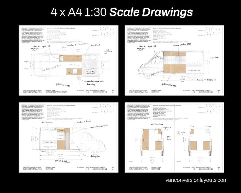 Mercedes Sprinter 144 L2H2 Printable DIY Design Blank Van Layout ...
