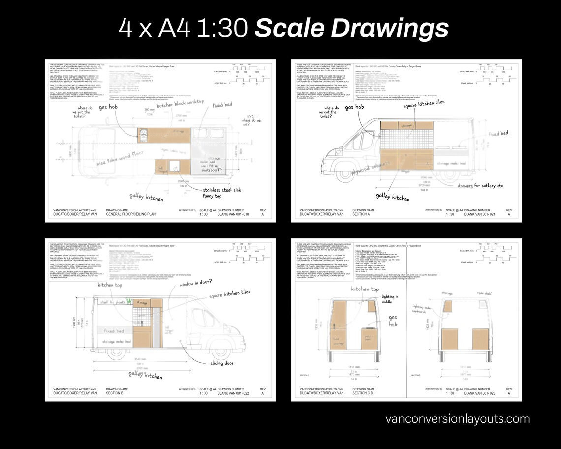 Fiat Ducato Plans L3H2 Blank Template for Campervan Conversion Layout ...