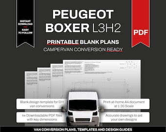 Citroen Relay Plans L3H2 Blank Template for Campervan Conversion Layout ...