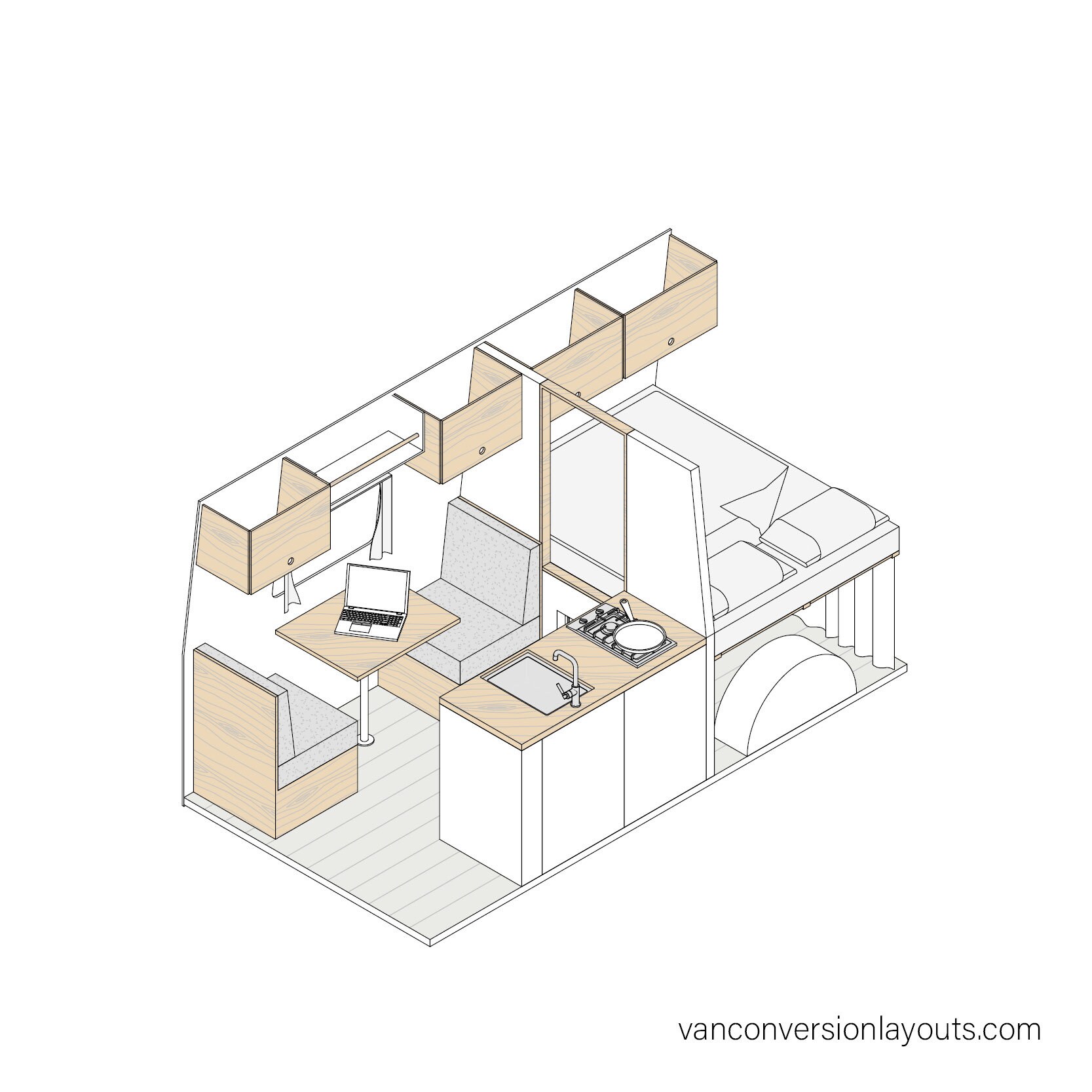 Claude - Van Conversion Layout for (L3H2) Fiat Ducato, Peugeot Boxer ...