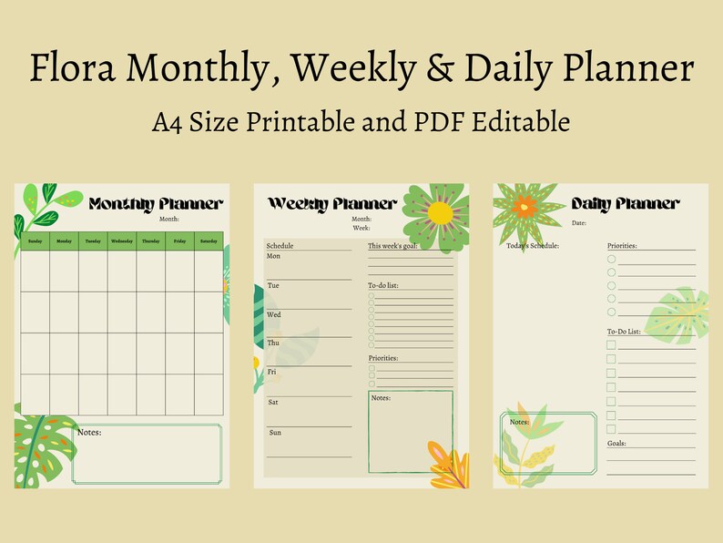 Flora Weekly, Monthly, & Daily Planner - Etsy