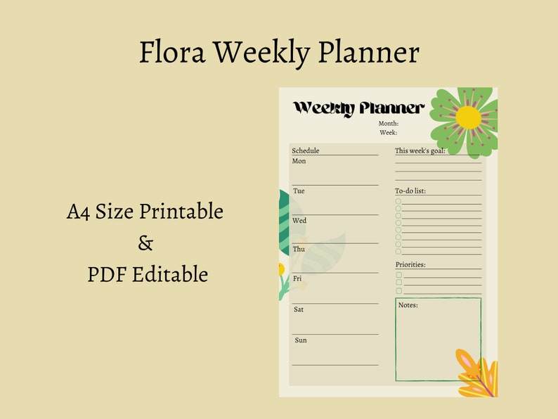 Flora Weekly, Monthly, & Daily Planner - Etsy
