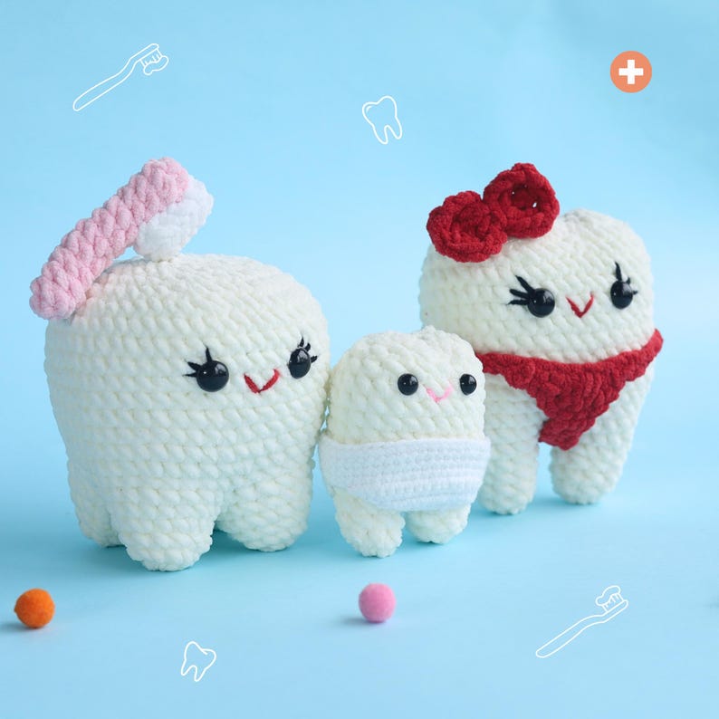 Teeth Family Crochet Pattern, Crochet Tooth Pattern, Medical Student ...