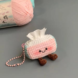 Tissue Box Keychain Crochet Pattern, Cute Easy DIY Keychain Crochet ...