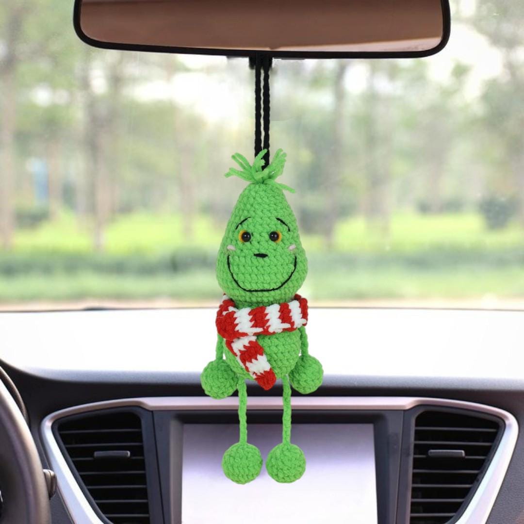 Grinch Car Hanging Crochet Pattern, Amigurumi Christmas Green Car Charm ...