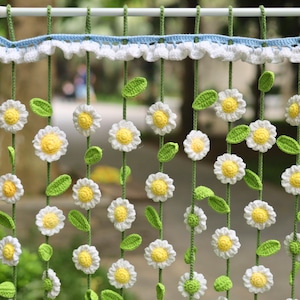 Daisy Flower Curtain Crochet Pattern, Daisy Flower Garland Hanging ...
