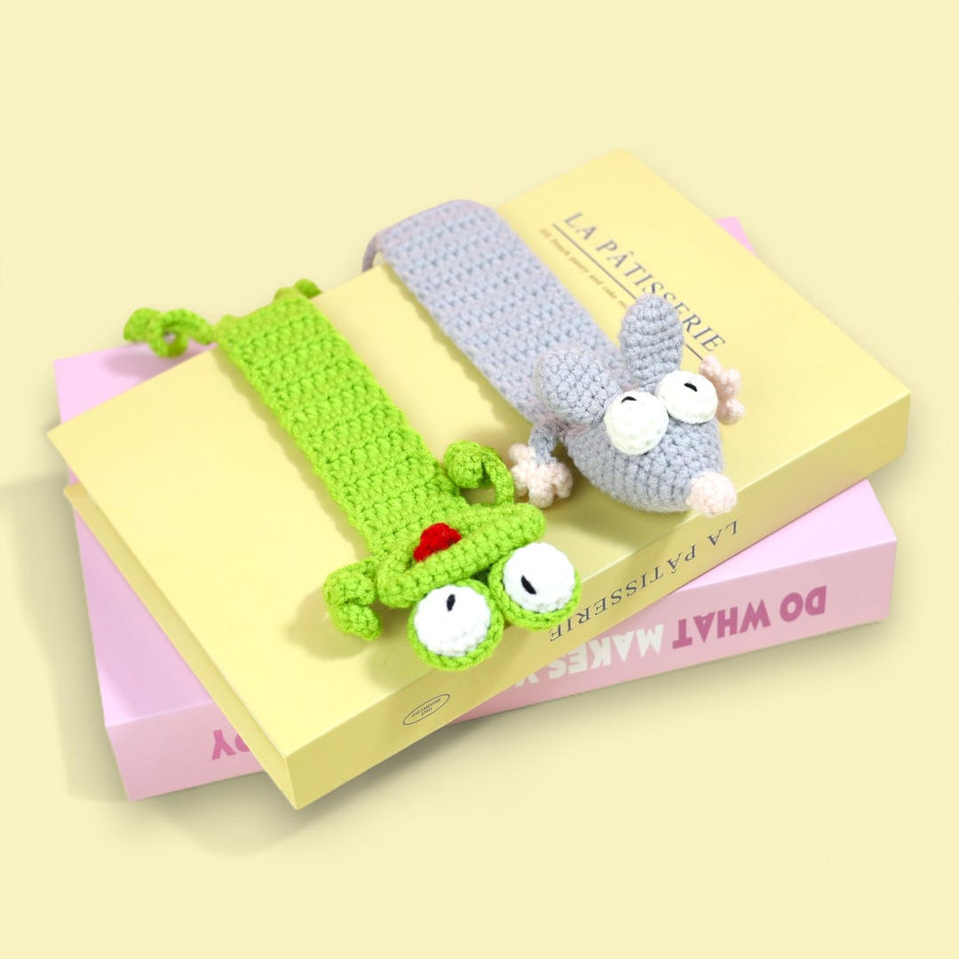 Frog & Mouse Bookmark Crochet Pattern, Animal Bookmark Crochet Gift ...