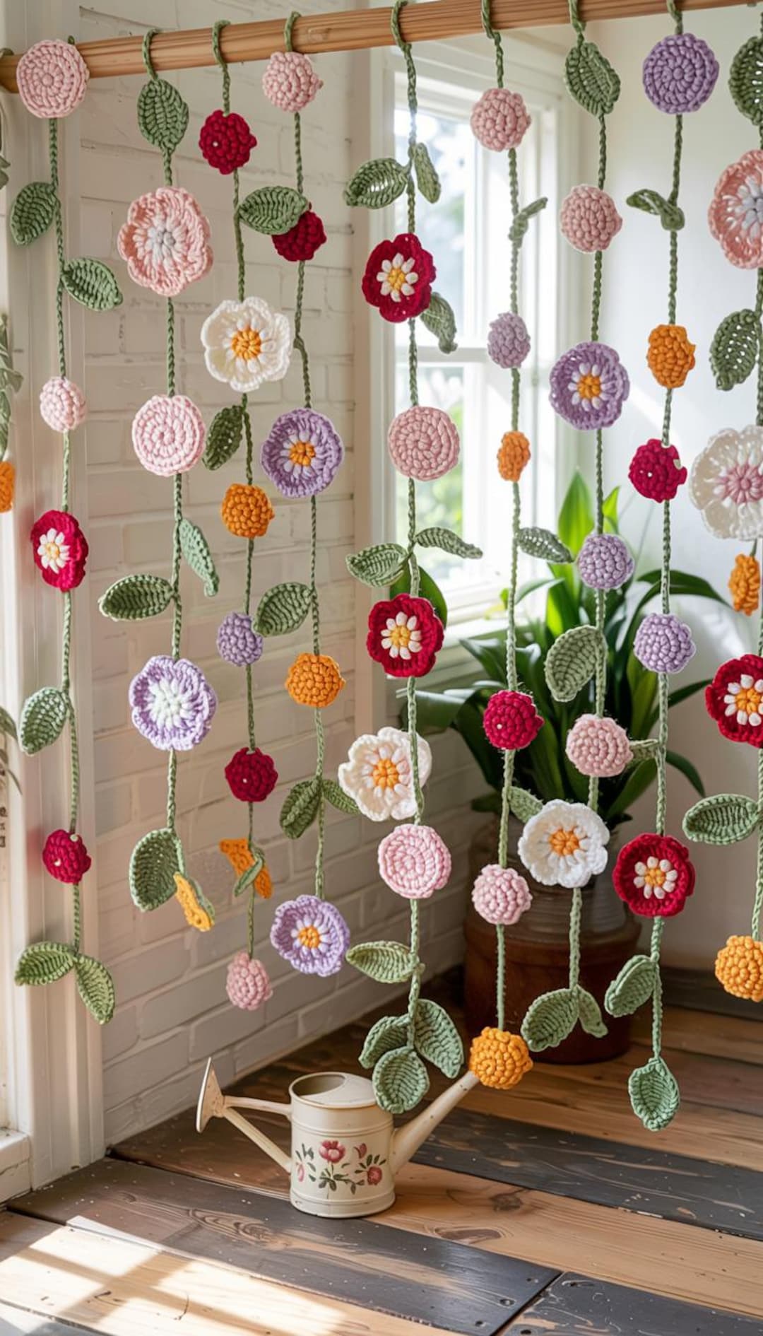 2 in 1 Flower Curtain Crochet Pattern, English PDF Version, Mother Day ...